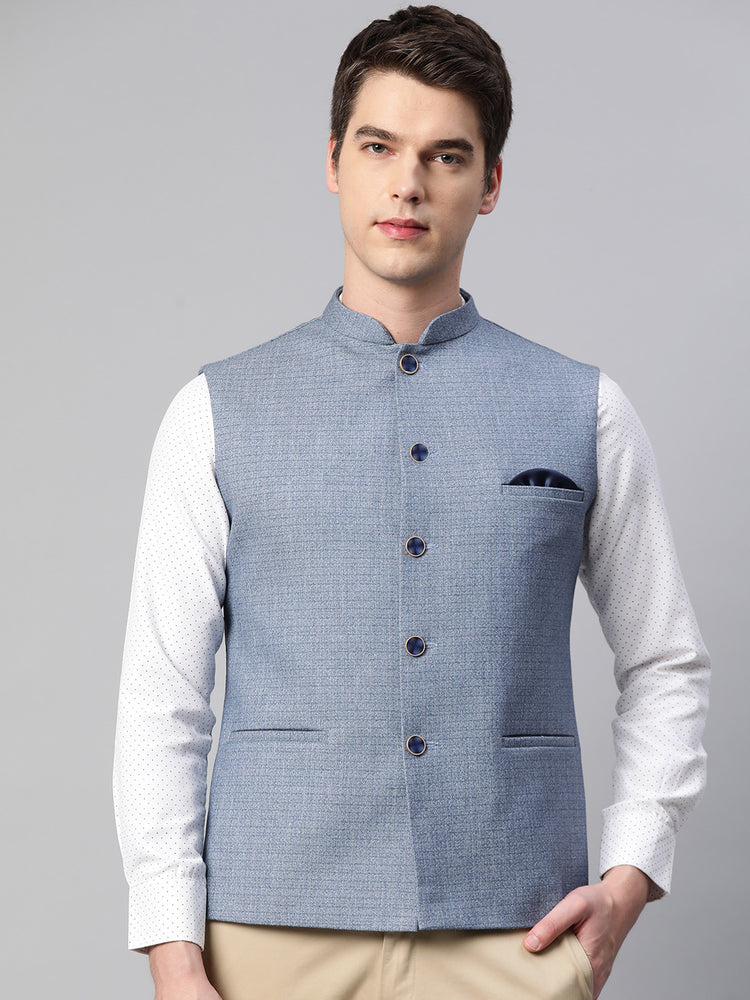 Nehru Jacket with Slub Self Design Pattern – Essas Club