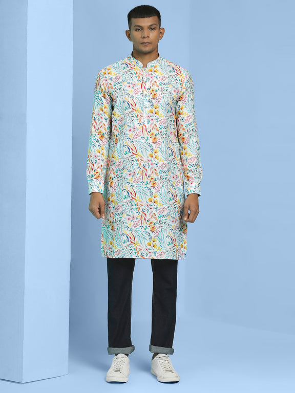 Multicolor Floral Print Kurta with Sequins Work – Essas Club