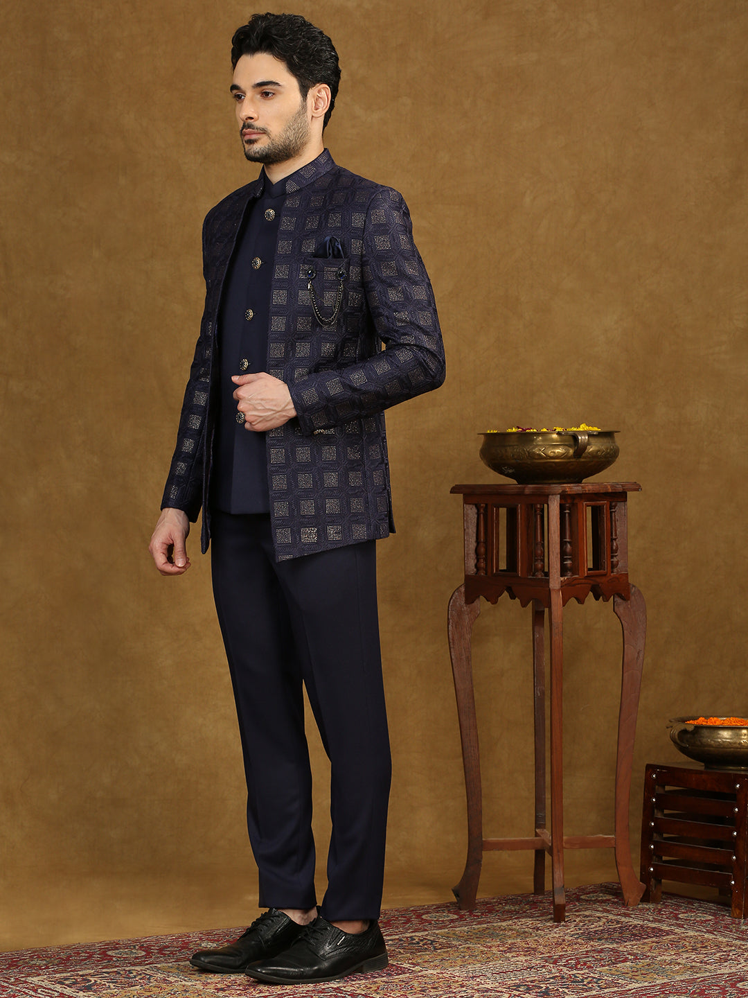 Open Pattern Jodhpuri Suit