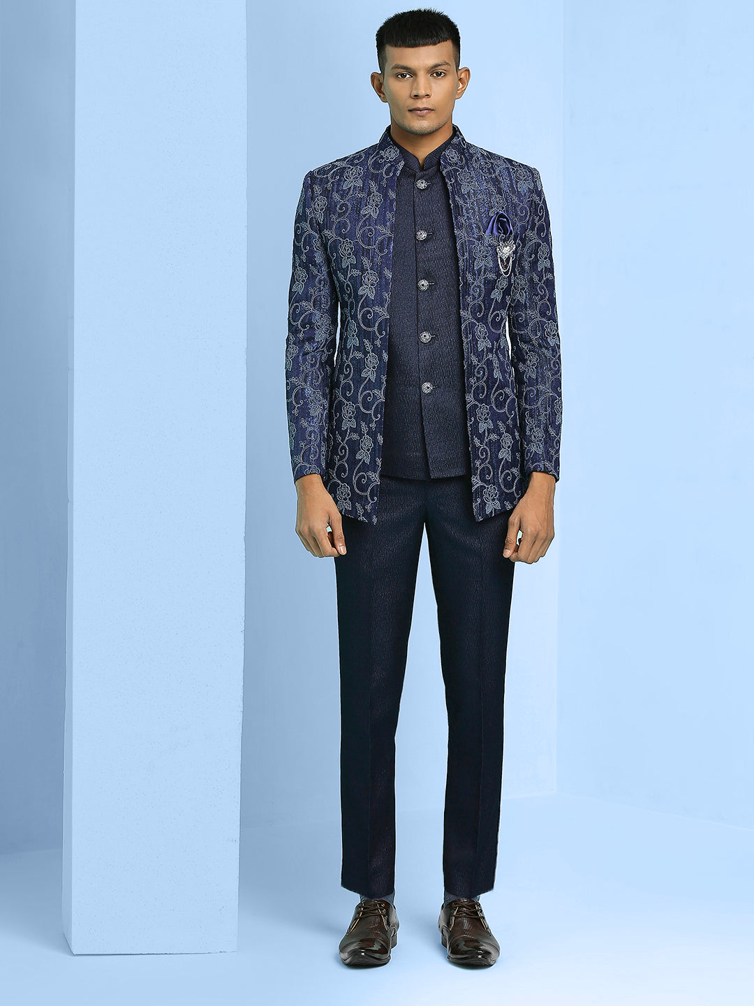 Open Pattern Jodhpuri Suit with Dori Work – Essas Club